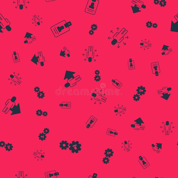 Set Human with Gear, Identification Badge, Leader of Team of Executives ...