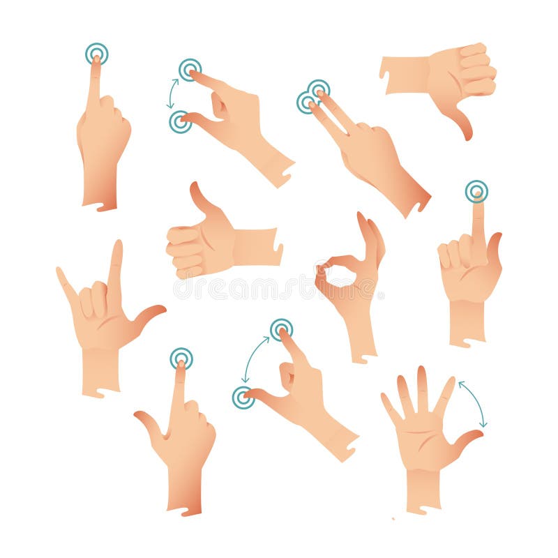 Set of Human Hands Applause Tap Helping Action Gestures. Vector ...