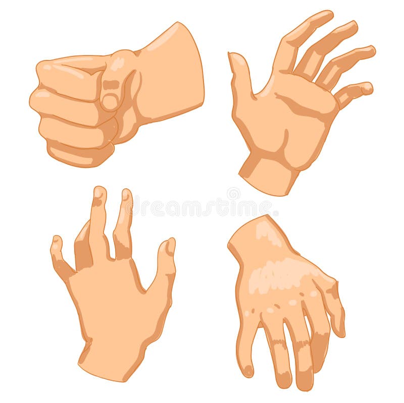 Set of Human Hands on White Background. Vector Illustration Stock ...
