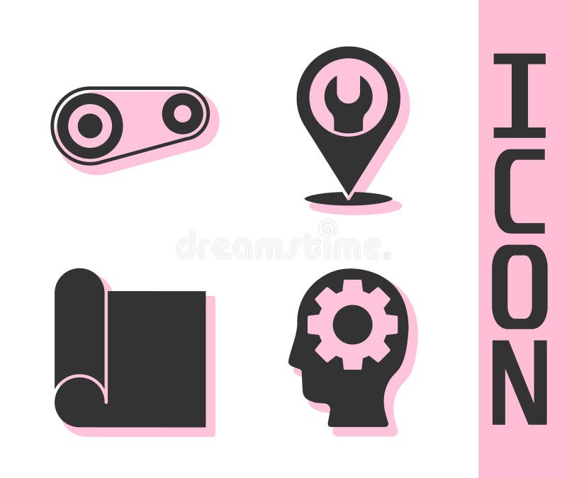 Set Location with Wrench Spanner, House with Gear, Drawing Compass and ...