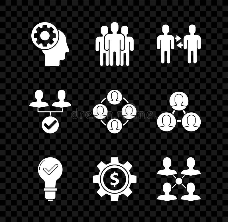 Set Human Head with Gear Inside, Users Group, Project Team Base, Light ...