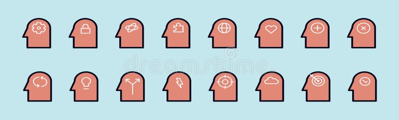 Set of Human Mind. Cartoon Icon Design Template with Various Models ...