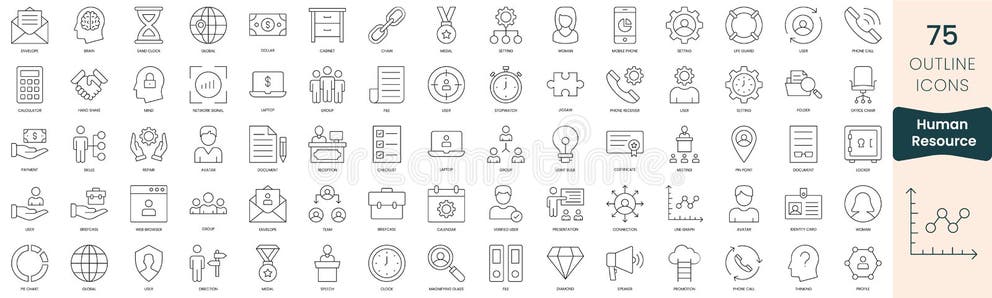 Set of Human Resource Icons. Thin Outline Icons Pack Stock Illustration ...