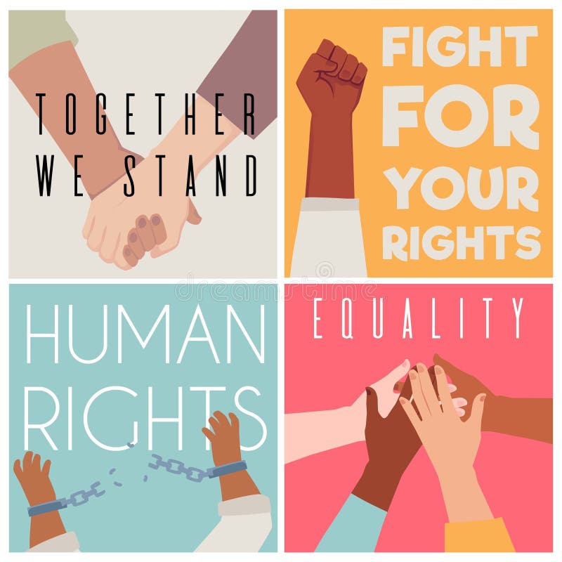 Set of Human Rights Posters: Unity, Struggle, Equality. Flat Style ...