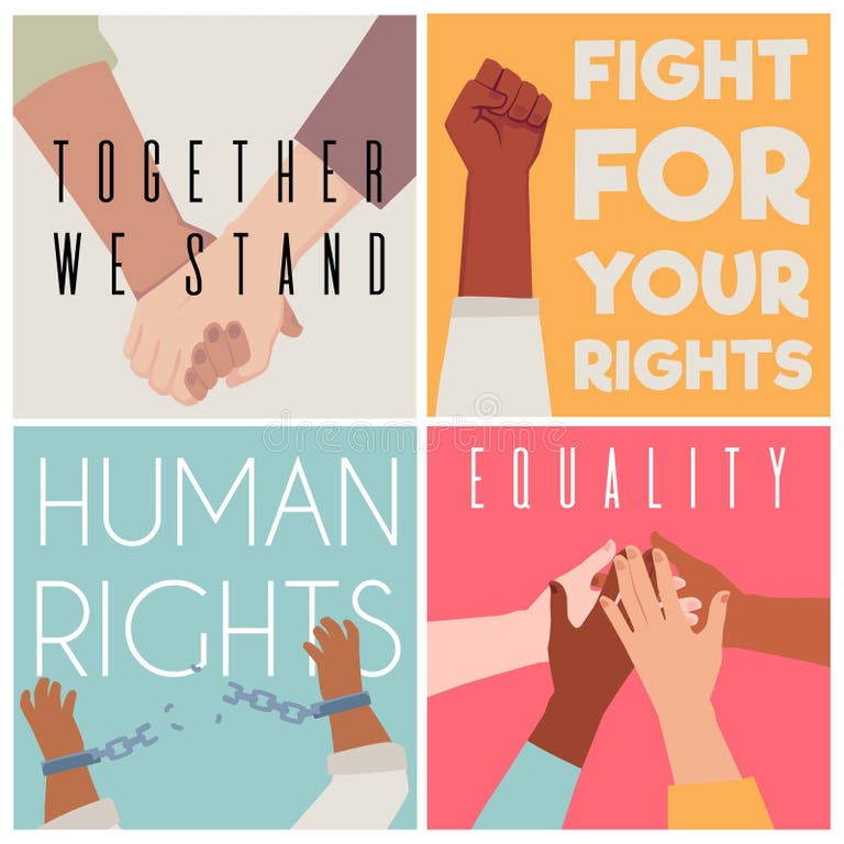 Set of Human Rights Posters: Unity, Struggle, Equality. Flat Style ...