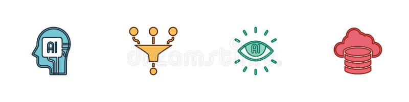 Set Humanoid Robot, Funnel or Filter, Artificial Intelligence AI and ... Set Humanoid Robot, Funnel or Filter, Artificial Intelligence AI and ...