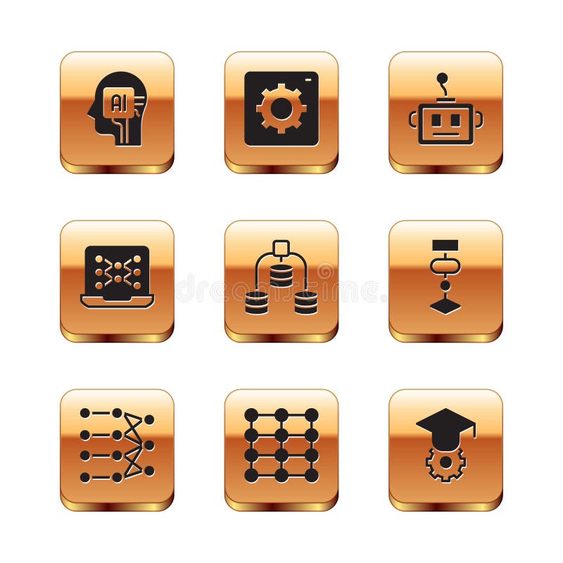 Set Humanoid Robot, Neural Network, Server, Data, Artificial Intelligence, Graduation Cap and ...