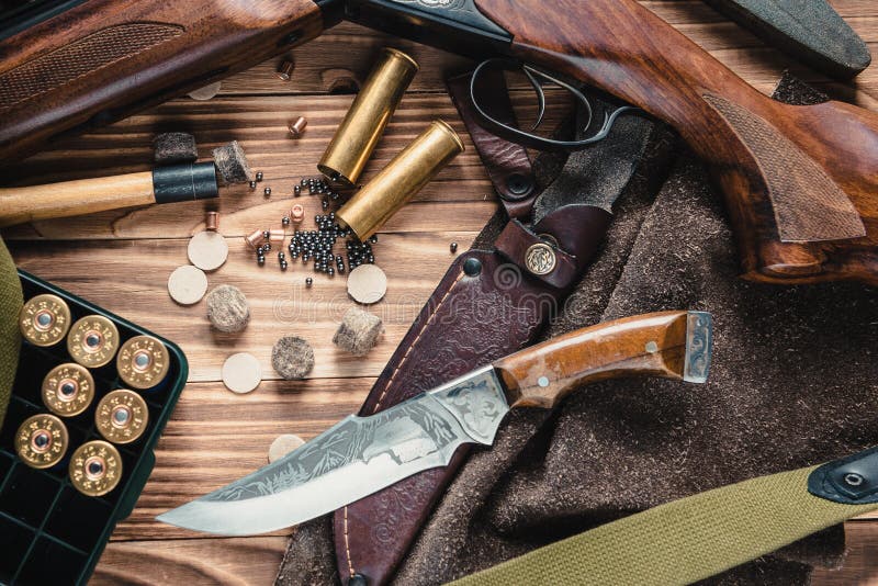 Set of hunting equipment stock photo. Image of grindstone - 88370998