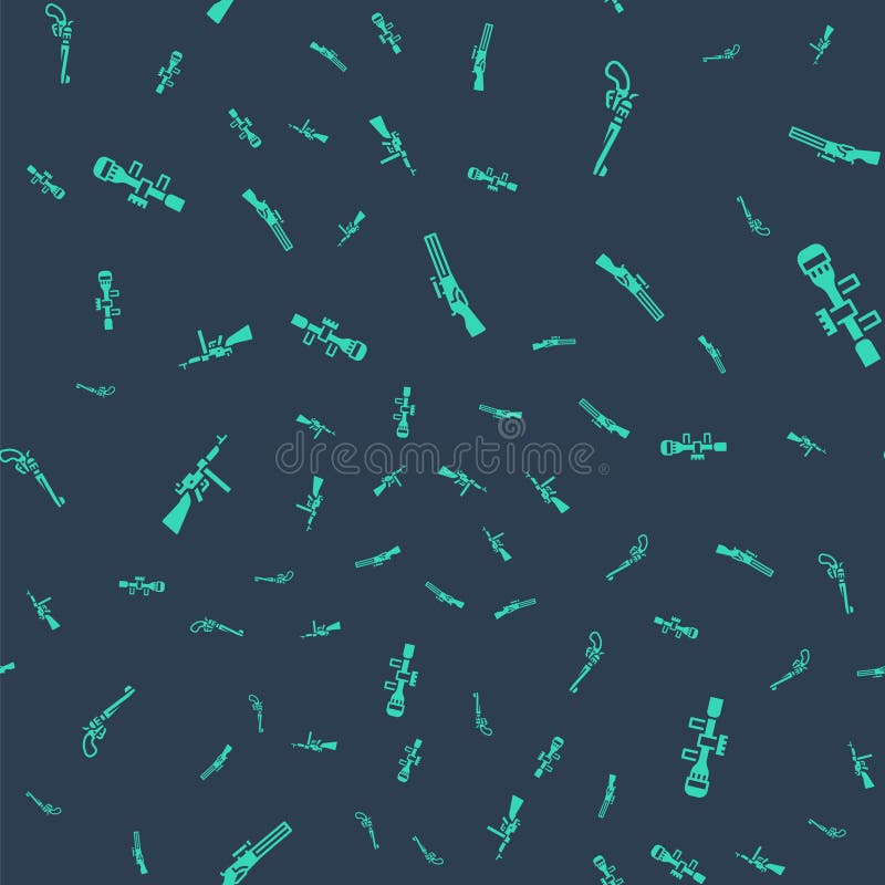 Set Hunting Gun, Revolver, Tommy and Sniper Optical Sight on Seamless ...