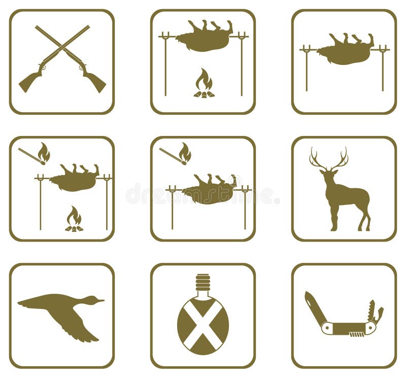 Set of Hunting icons stock vector. Illustration of collection - 96443812