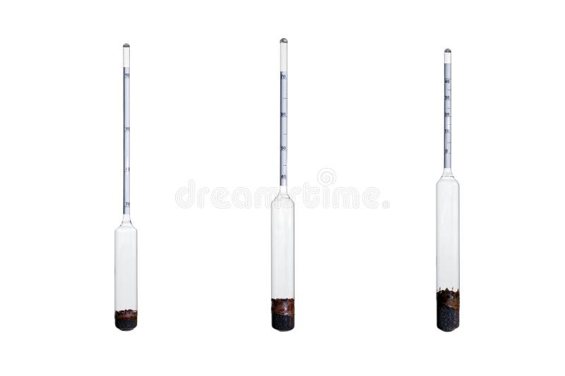 A Set of Hydrometers for Alcohol on a White Background. Stock Photo ...