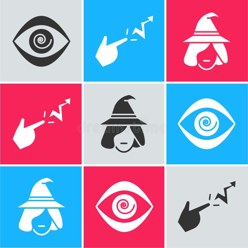 Set Hypnosis, Spell and Witch Icon. Vector Stock Vector - Illustration ...