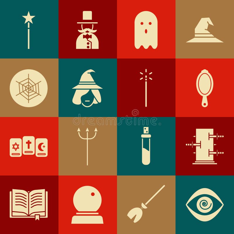 Set Hypnosis, Trunk for Magic Tricks, Magic Hand Mirror, Ghost, Witch ...