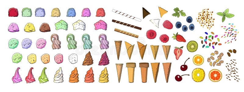 Set of Ice Cream Elements. Vector Illustration Stock Illustration ...