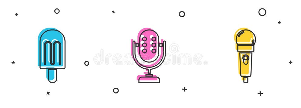 Set Ice Cream, Microphone and Icon. Vector Stock Vector - Illustration ...