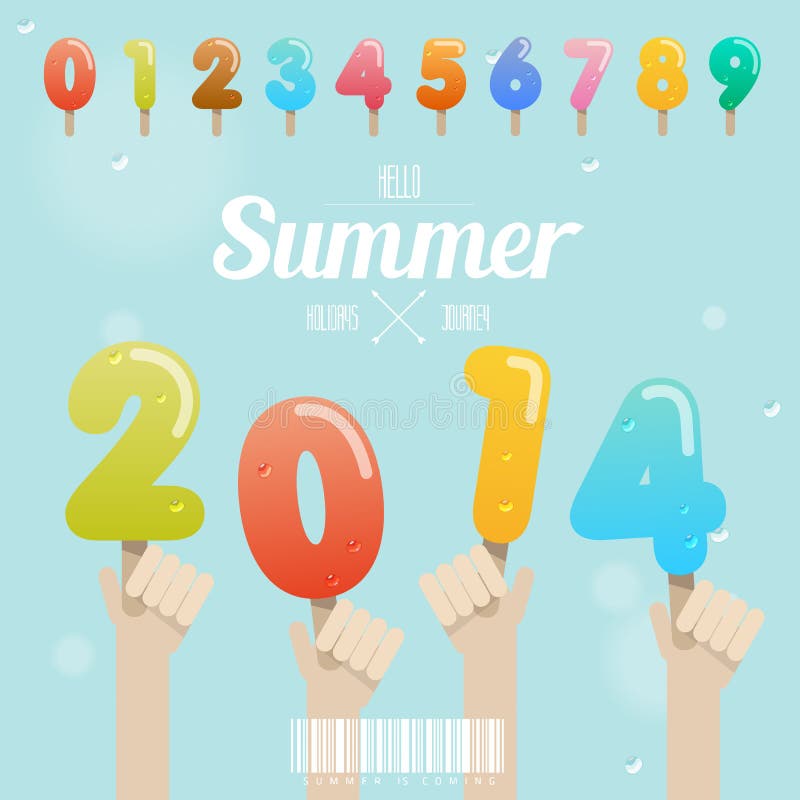 Set of Ice Cream Number with Hand Up on Summer 2014 Concept Stock ...