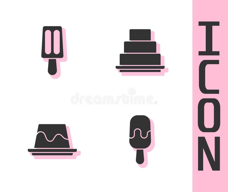 Set Ice Cream, , Pudding Custard and Cake Icon. Vector Stock Vector ...