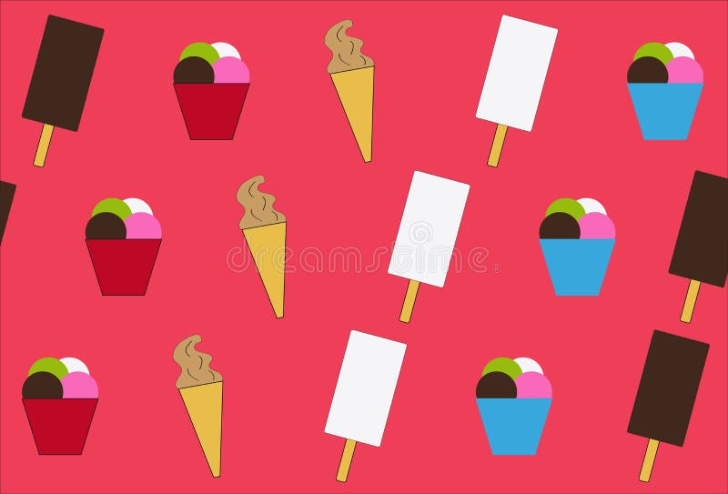 Set of Ice-cream on Red Background, Vector Illustration Stock Vector ...