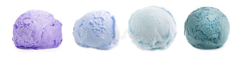 Set of Ice Cream Scoops of Different Colors and Flavors on White Stock ...