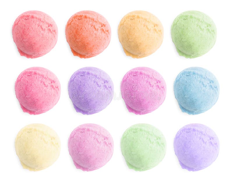 Set of Ice Cream Scoops of Different Colors and Flavors Isolated on ...