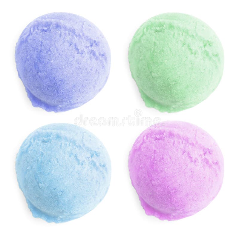 Set of Ice Cream Scoops of Different Colors and Flavors Isolated on ...