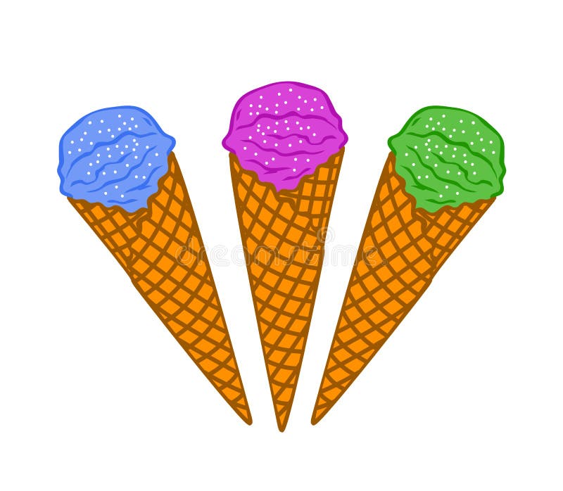 A Set Of Ice Cream In A Waffle Cup Stock Vector Illustration Of White