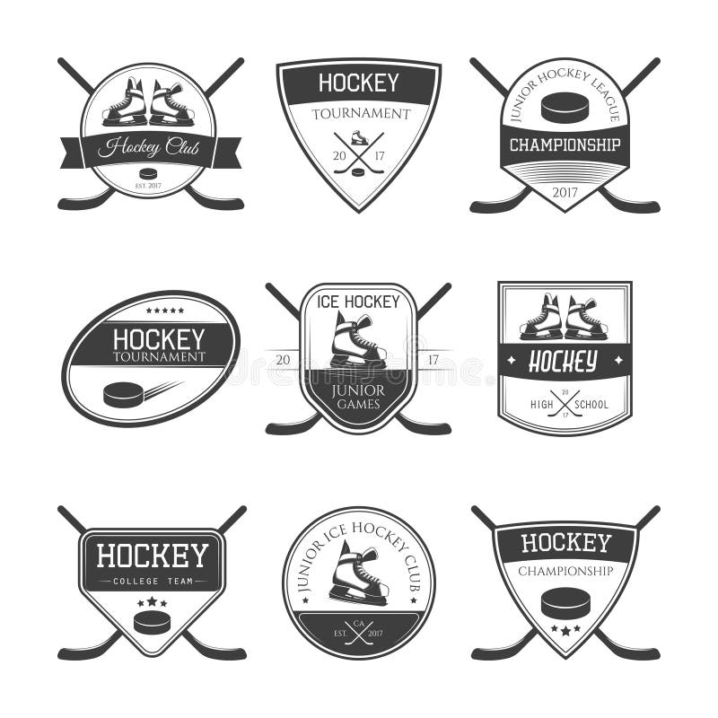 Set of Vintage Hockey Emblems, Logos, Badges, Labels and Design ...