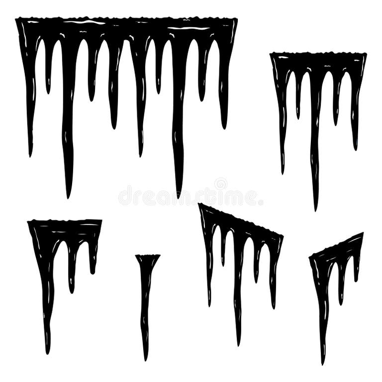 Set of Ice Icicles, Black Stencil Icon, Vector Illustration in Doodle ...