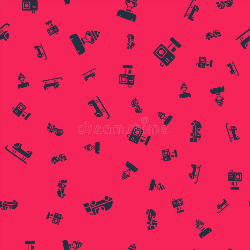 Set Ice Resurfacer, Winter Athlete, Sled and Action Camera on Seamless ...