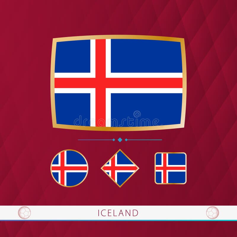 Set of Iceland Flags with Gold Frame for Use at Sporting Events on a ...
