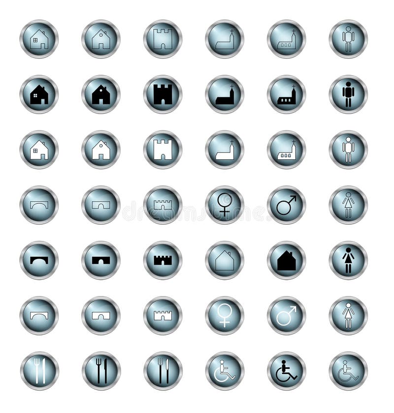 Set of icon in buttons stock illustration. Illustration of icons - 41579053