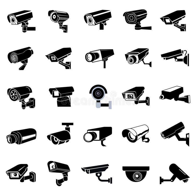 Set of Icon CCTV Camera Symbol Sign, Vector Illustration, Isolate on ...