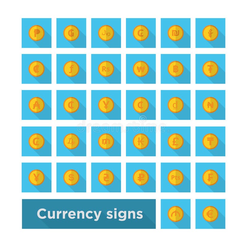 Set Icon Currency Symbol on Gold Coin Stock Vector - Illustration of ...