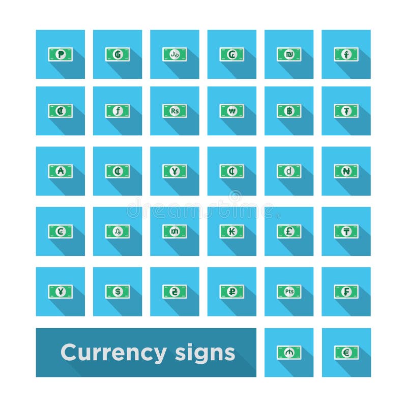 Set icon currency symbol stock vector. Illustration of bank - 87295107