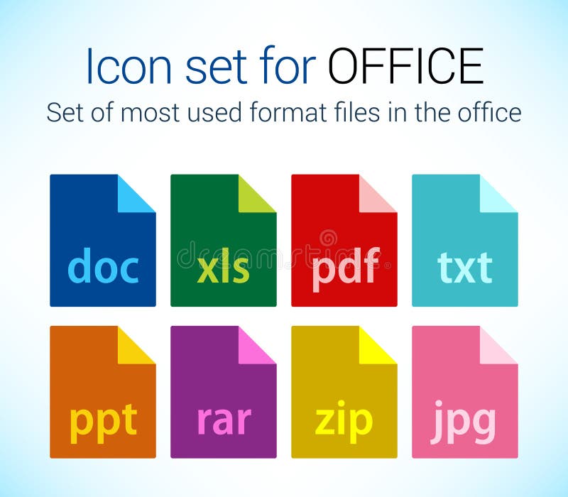 Set of Icon Files Used at Office Stock Vector - Illustration of data ...