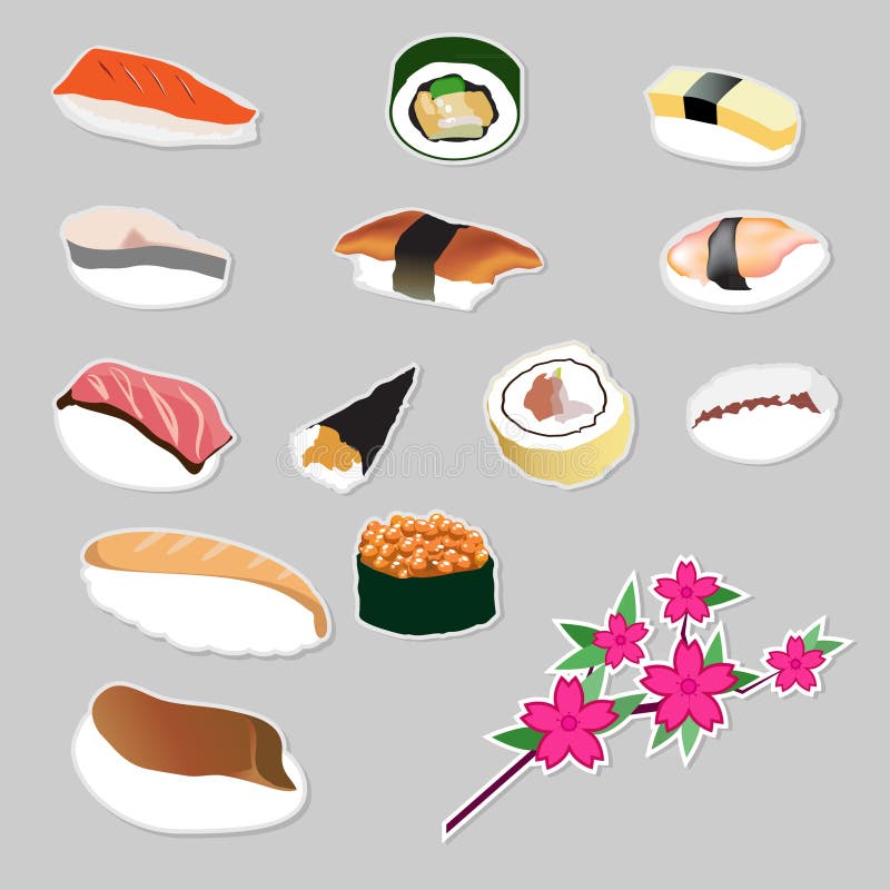 Set Icon Japanese Food Vector Stock Vector - Illustration of healthy ...