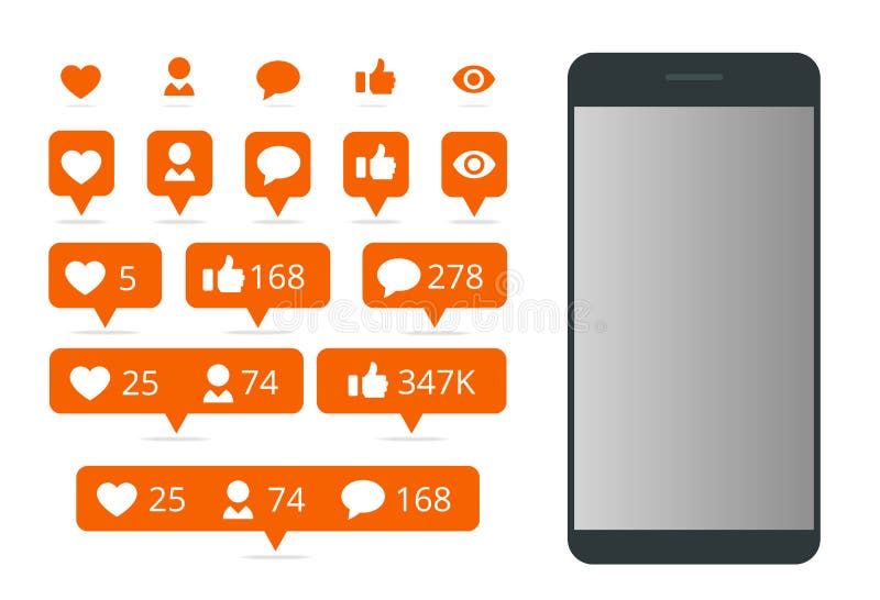 Set of Icon Like, Icon Follower Icon Comment and Phone. Communication ...