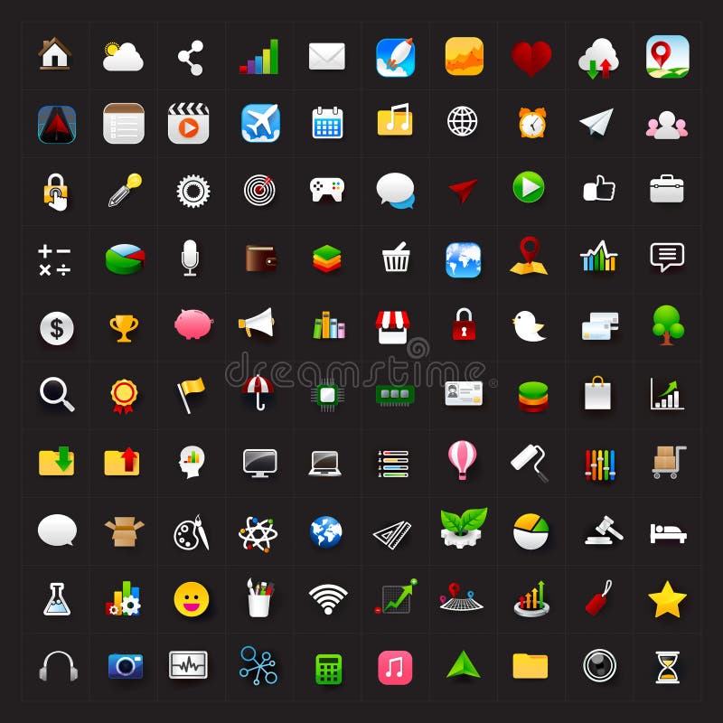 Set of 100 Icon for Mobile App and User Interface Vector Eps10 Stock ... Set of 100 Icon for Mobile App and User Interface Vector Eps10 Stock ...