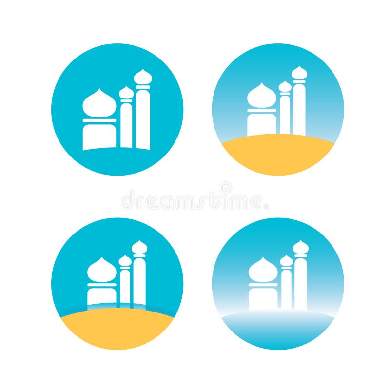 Set Icon of Mosque Flat Design Vector Image Stock Vector - Illustration ...