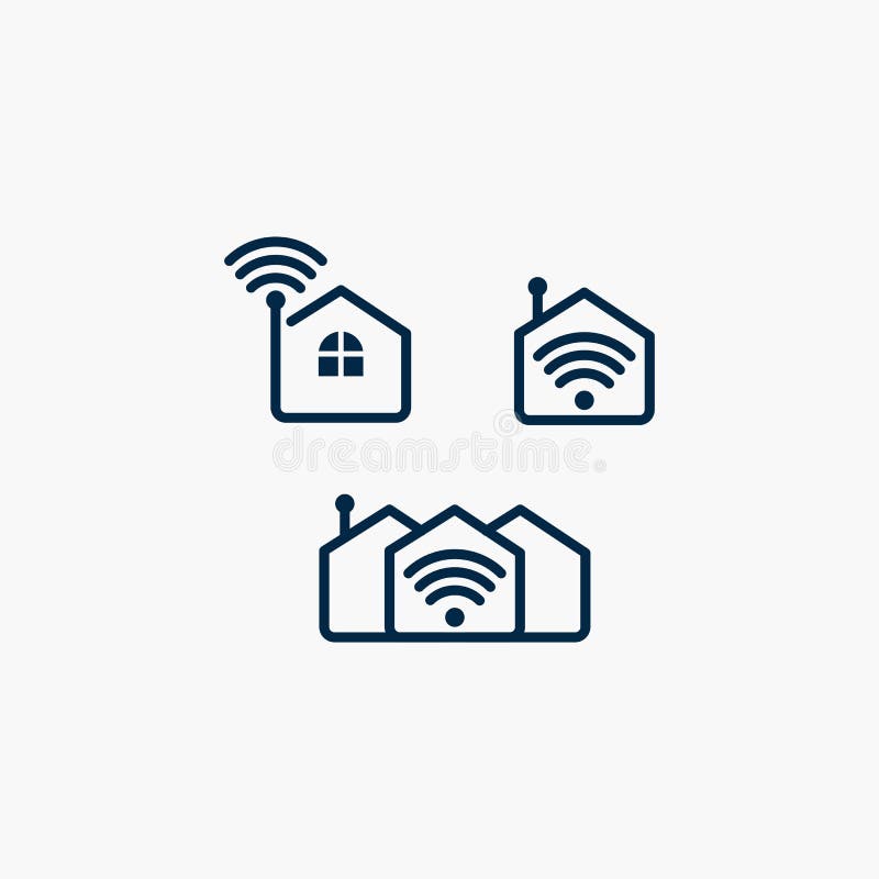 Set Icon Smart Home Net Service , Wireless House Logo Vector Stock ...