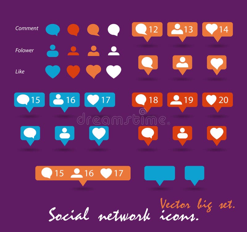 Gradient Icon Social Network Stock Vector - Illustration of like ...