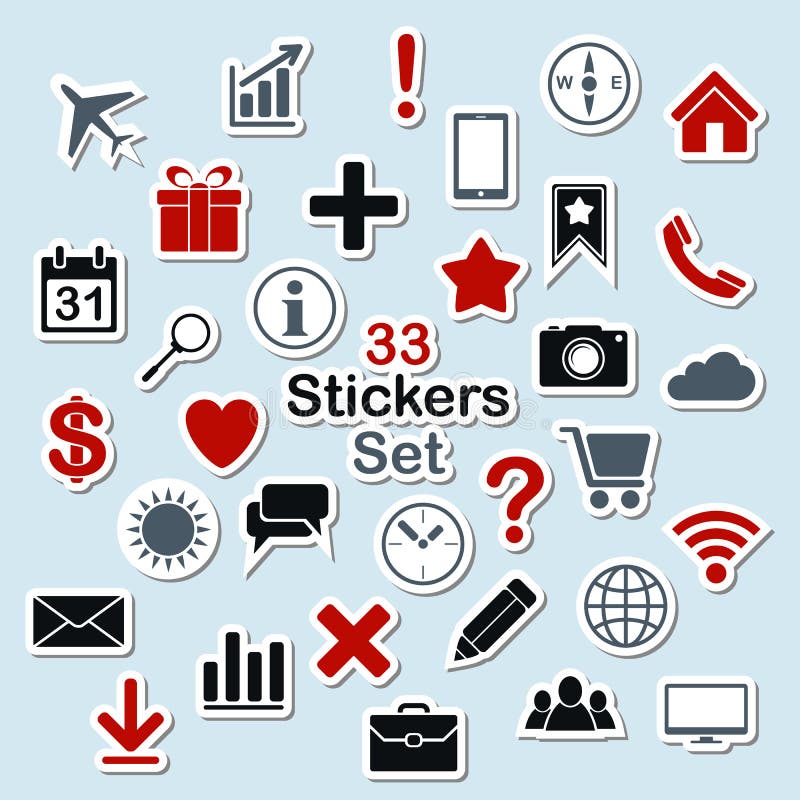 Set of Icon Stickers for Mobile App and Web Stock Vector - Illustration ...