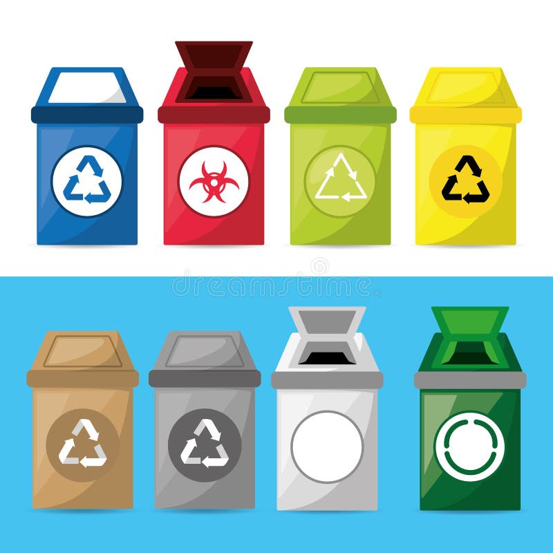 Set Icon Trash Can for Waste Separation Stock Vector - Illustration of ...