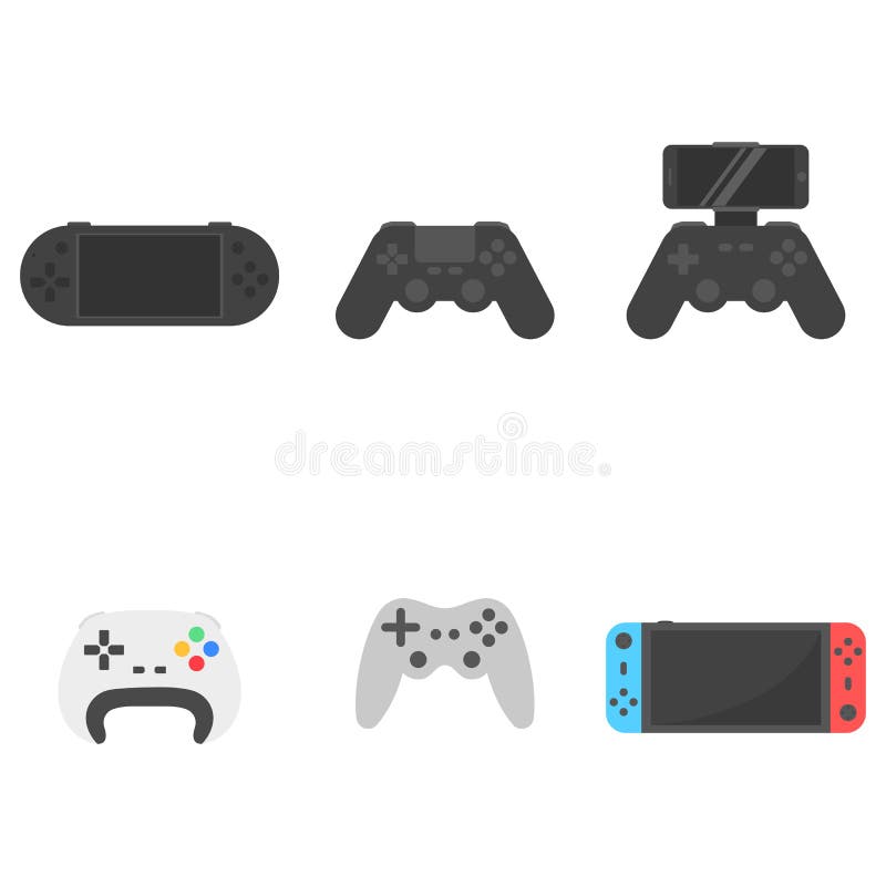 Set Icon Wireless Gamepad and Game Controllers with Screen Phone Stock ...