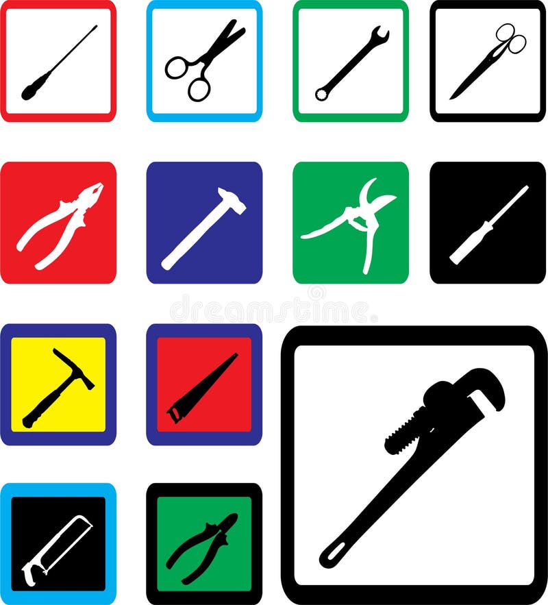 Set icons - 112. Tools stock vector. Illustration of silhouette - 8669328