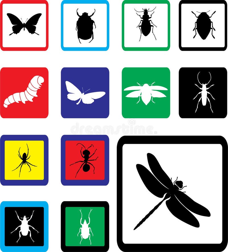 Set icons - 79. Insects stock vector. Illustration of drawing - 6482950