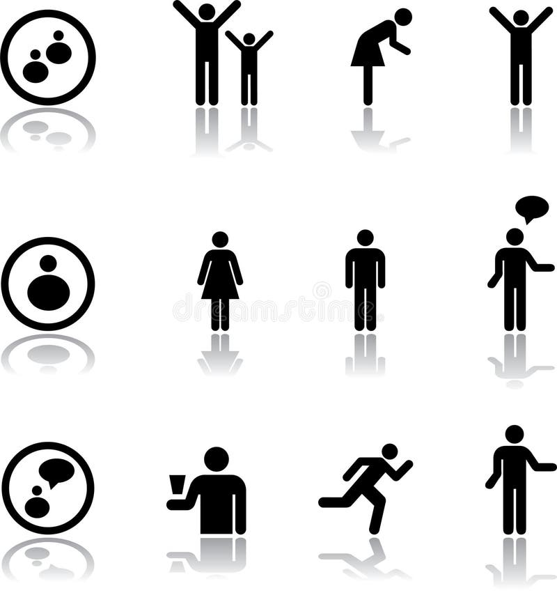 Set of Stick Figures, Stick People Thinking, Pondering, Men and Women ...