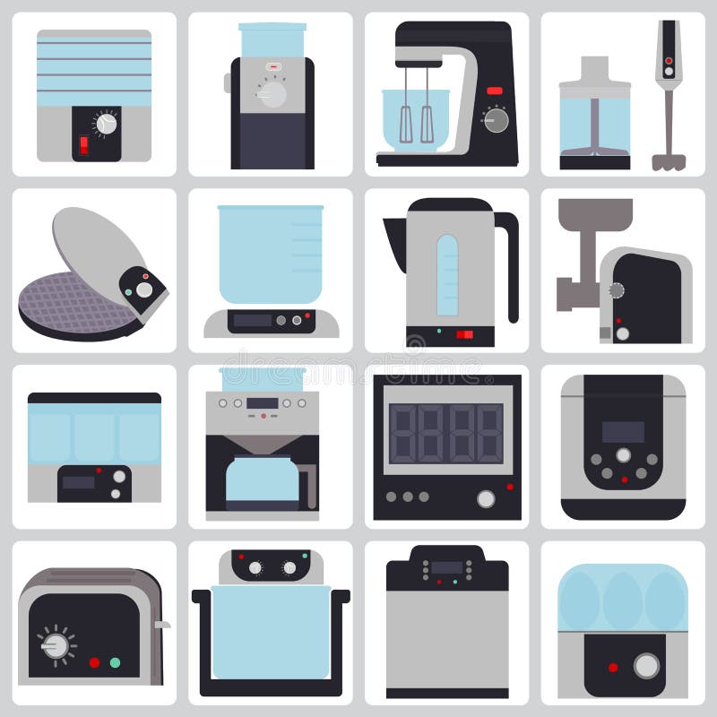 Set of Icons Appliances for the Kitchen Stock Vector - Illustration of ...