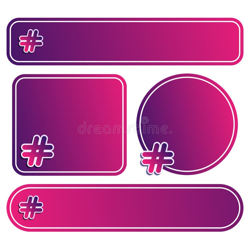 Set of Icons and Banners with Hashtag Symbol. Hash Tag Icons Vector ...