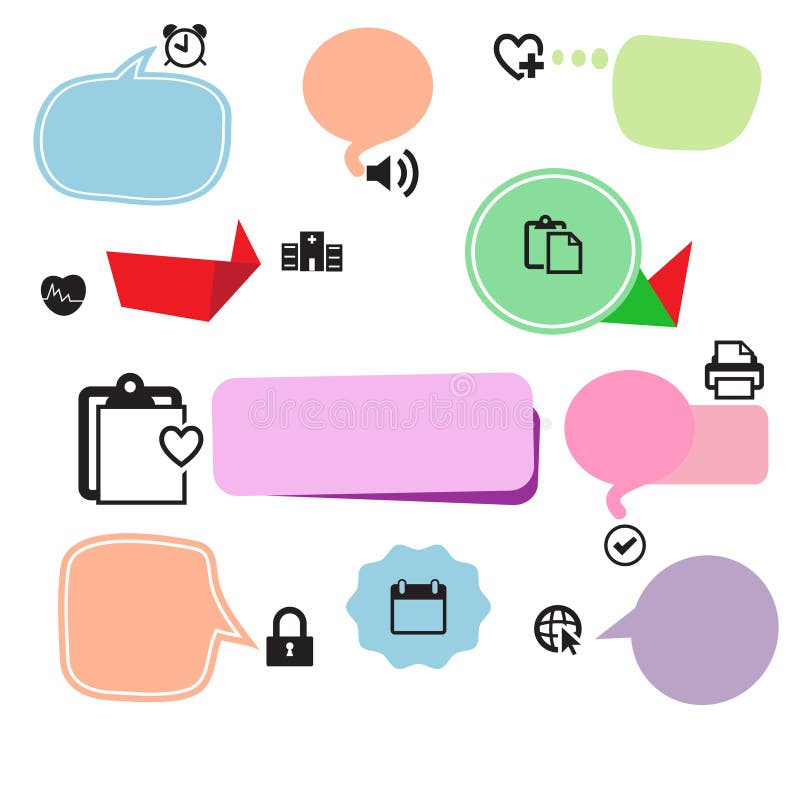 Set of icons with banners stock illustration. Illustration of falling ...